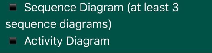 Solved Sequence Diagram (at least 3 sequence diagrams) | Chegg.com