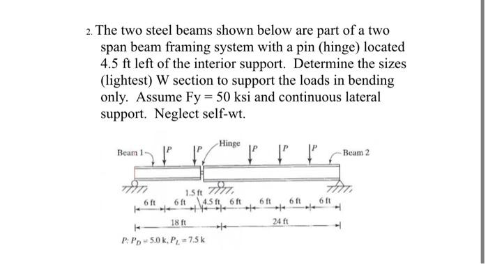 Solved 2. The two steel beams shown below are part of a two | Chegg.com