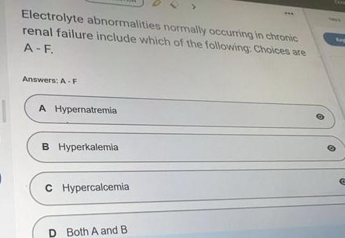Solved Electrolyte abnormalities normally occurring in | Chegg.com