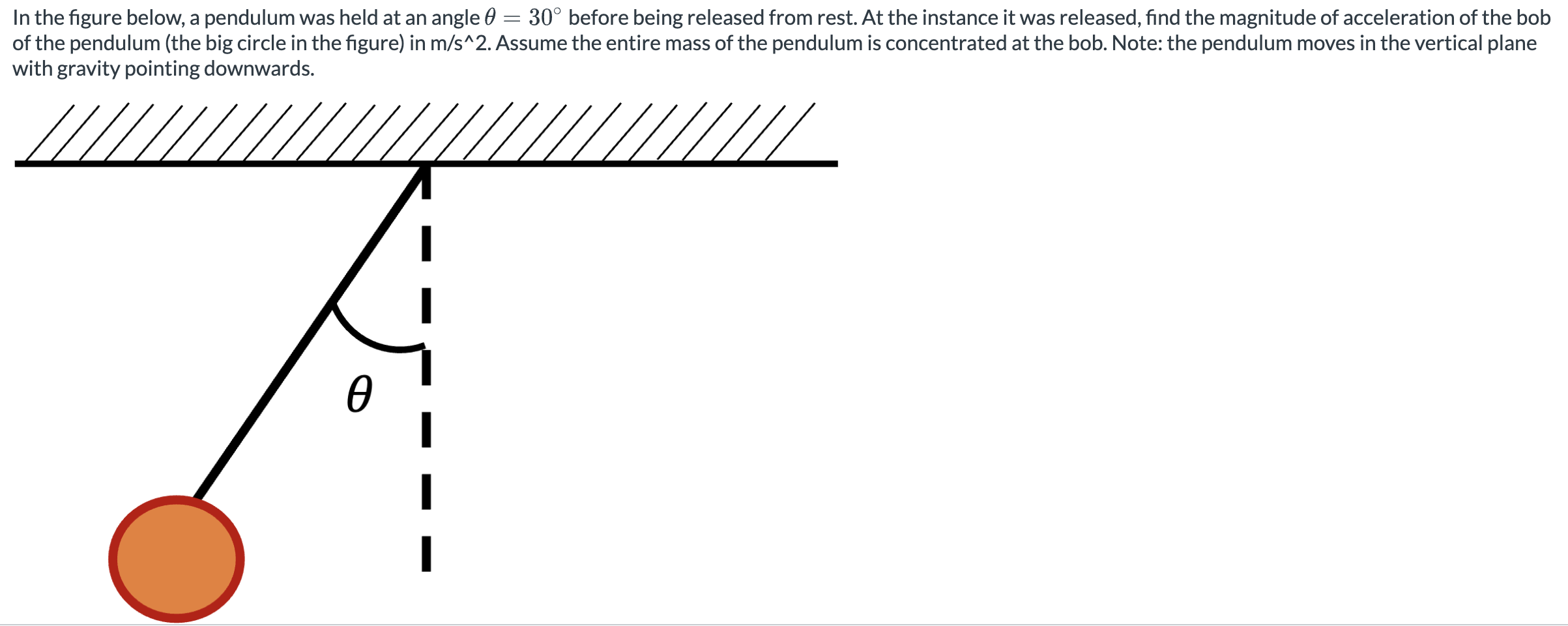 Solved In the figure below, a pendulum was held at an angle | Chegg.com
