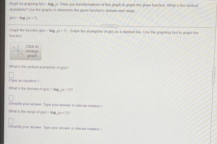 Solved Begin by graphing f(x) = log 3x Then use | Chegg.com