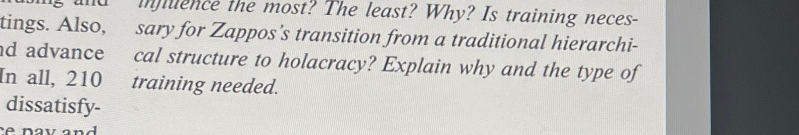 Solved Is training necesd advance sary for Zappos's | Chegg.com