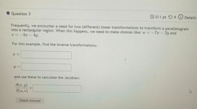 Solved Question 301pt9(i)DetailsFrequently, we encounter a | Chegg.com