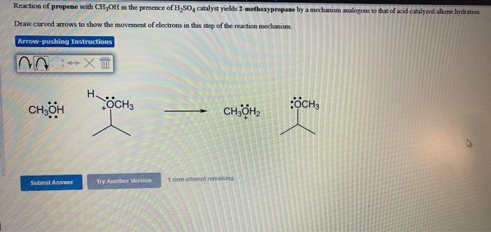 Solved Reaction of propene with CH3OH in the presence of | Chegg.com