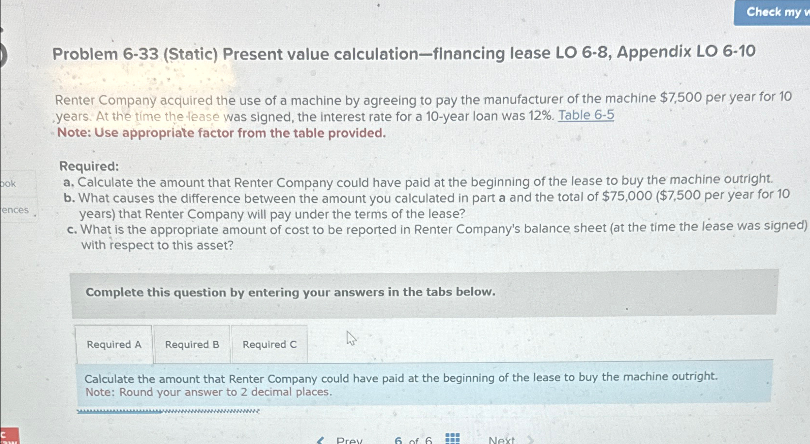 Solved Problem 6-33 (Static) ﻿Present value | Chegg.com