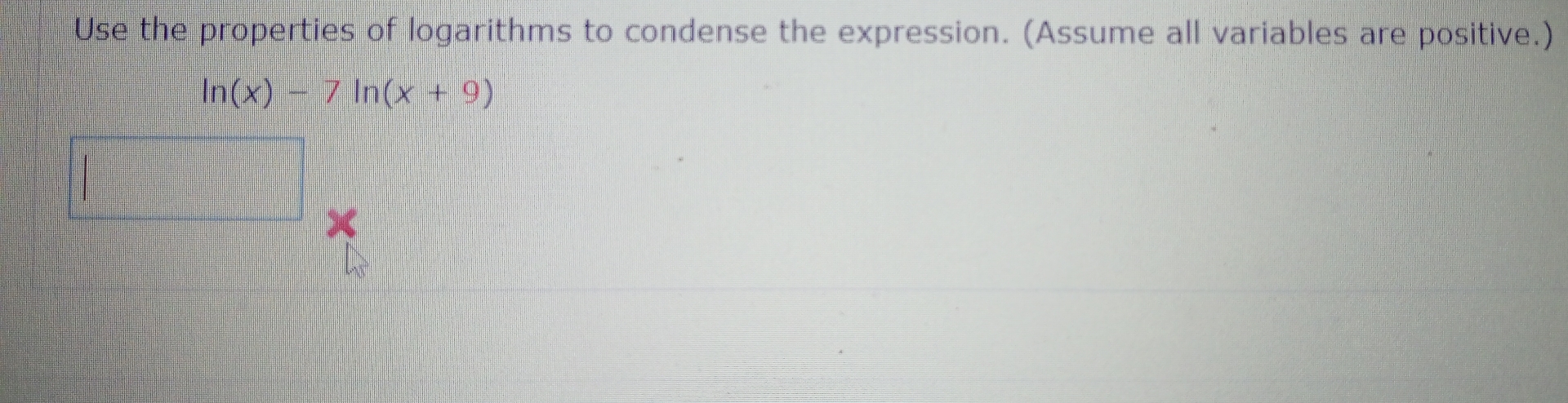 Solved Use the properties of logarithms to condense the | Chegg.com