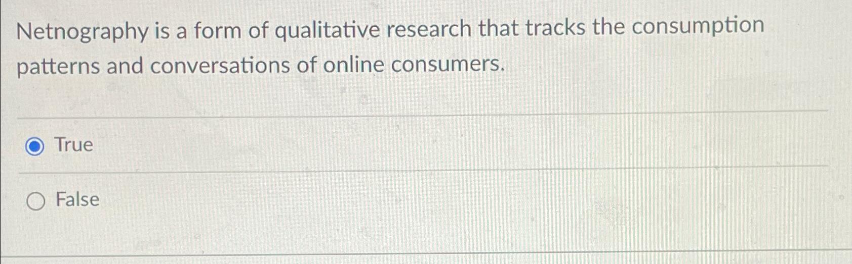Solved Netnography is a form of qualitative research that | Chegg.com
