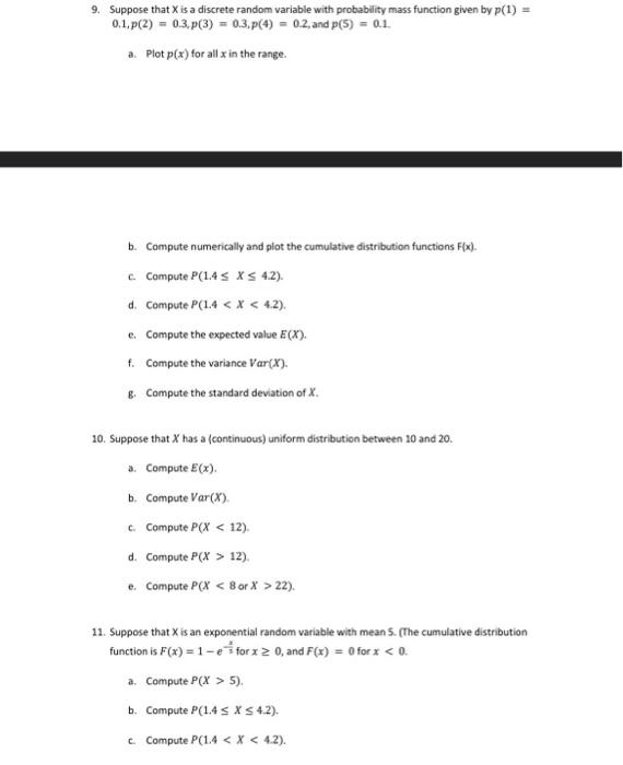 Solved 9. Suppose that X is a discrete random variable with | Chegg.com