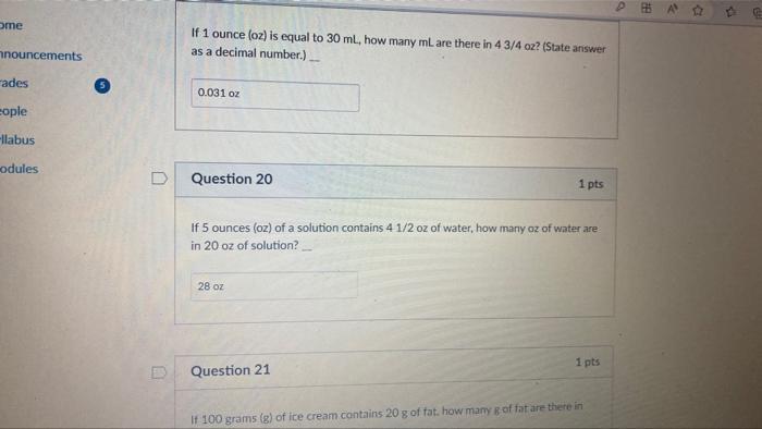 Solved ome nnouncements ades eople llabus odules If 1 ounce | Chegg.com