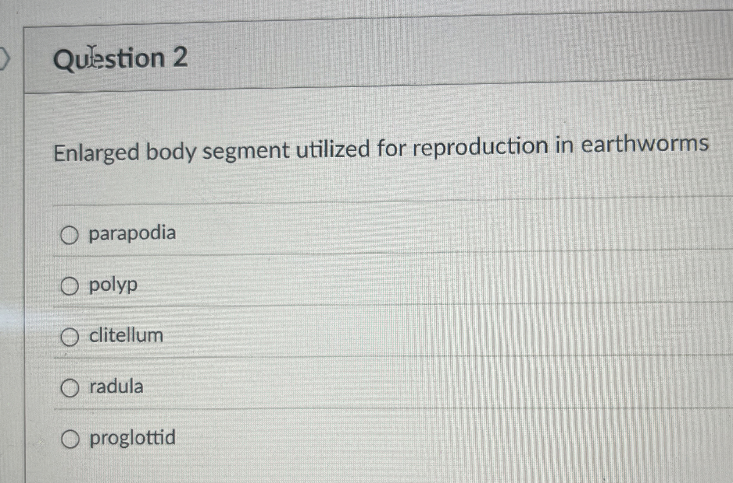 Solved Question 2Enlarged body segment utilized for | Chegg.com