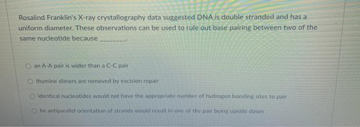 Solved Rosalind Franklin's X-ray crystallography data | Chegg.com