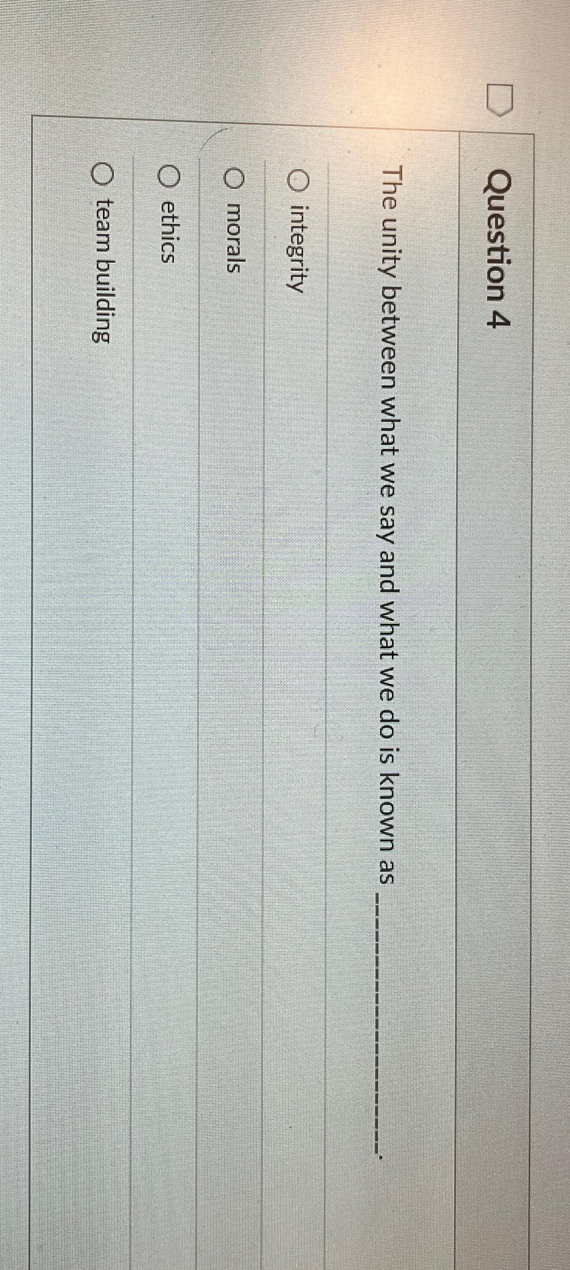 Solved Question 4The unity between what we say and what we | Chegg.com