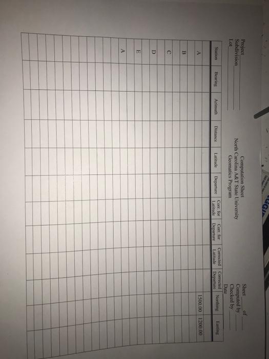 Solved do the corrections for sheet to and complete traverse | Chegg.com