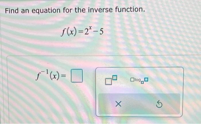 Solved Find an equation for the inverse function. f(x)=2* - | Chegg.com
