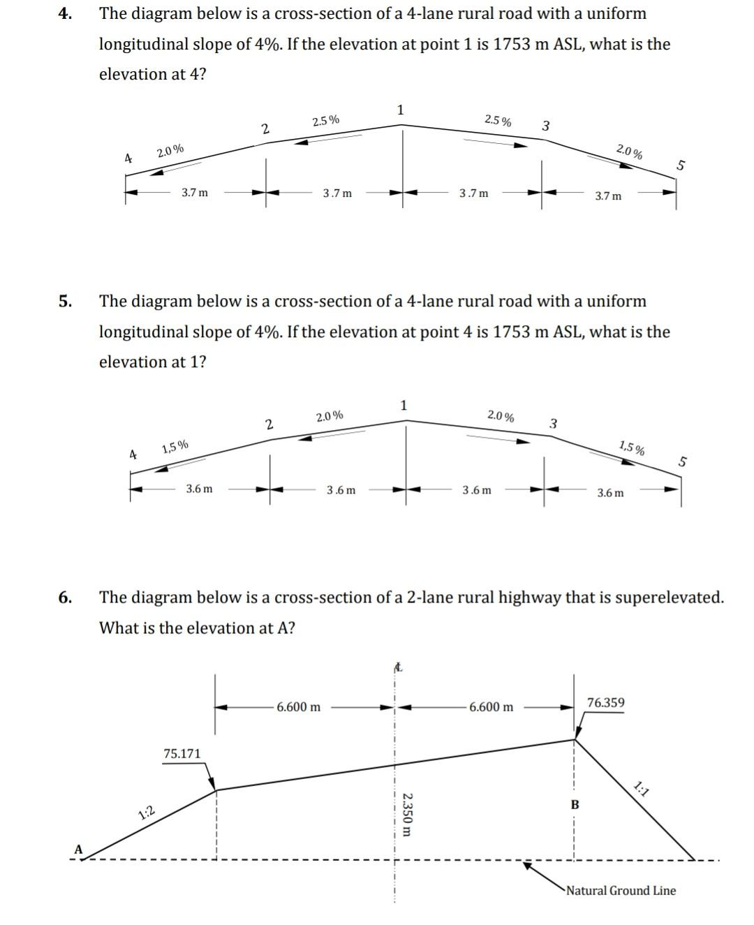 Solved 4. The diagram below is a cross-section of a 4-lane | Chegg.com