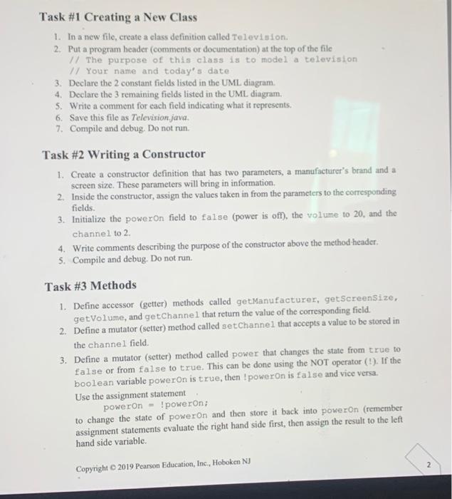 Solved Television Class Name Attributes or fields Methods | Chegg.com