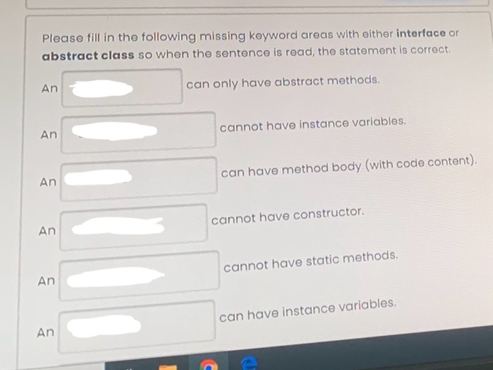 Solved Please fill in the following missing keyword areas | Chegg.com
