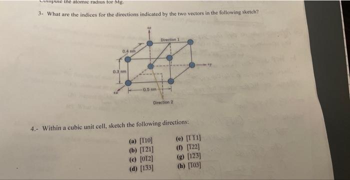 Solved 3- What are the indices for the directions indicated | Chegg.com