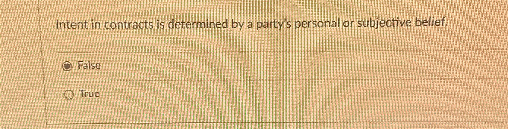 Solved Intent in contracts is determined by a party's | Chegg.com
