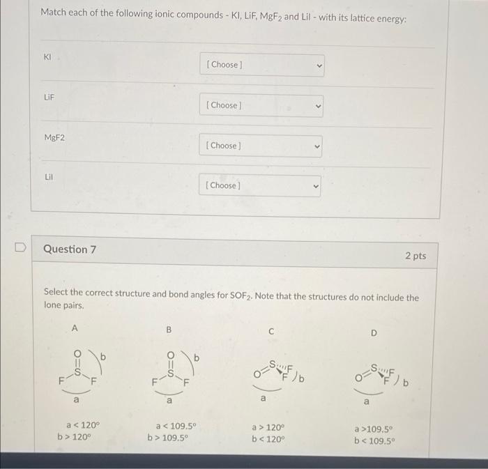 Solved Match each of the following ionic compounds - KI, | Chegg.com