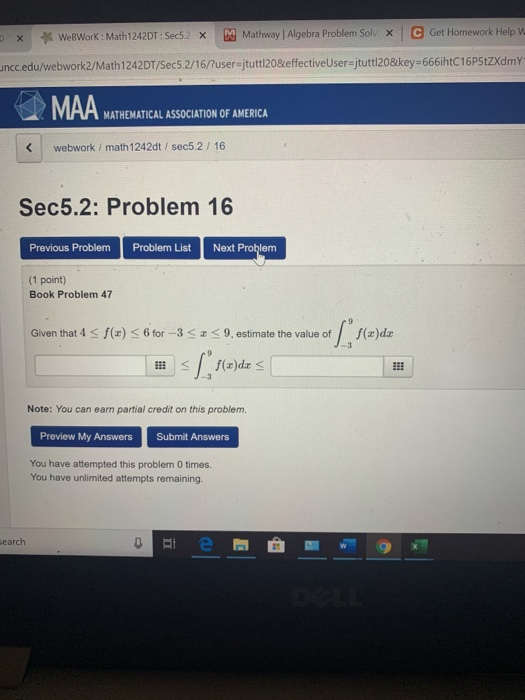 Solved 0 X WebWork: Math1242DT:Sec52 X M Mathway | Algebra | Chegg.com