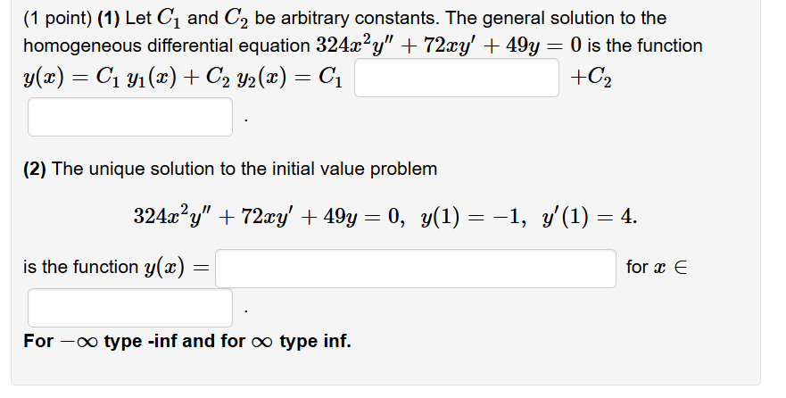 Solved (1 ﻿point) (1) ﻿Let C1 ﻿and C2 be ﻿arbitrary | Chegg.com