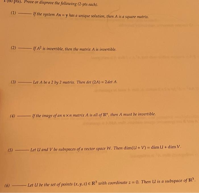 Solved pts). Prove or disprove the following (2-pts each). | Chegg.com