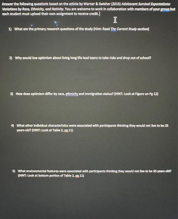 Solved Answer the following questions based on the article | Chegg.com