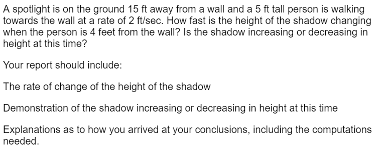 Solved A spotlight is on the ground 15ft ﻿away from a wall | Chegg.com
