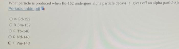 Solved What particle is produced when Eu-152 undergoes alpha | Chegg.com