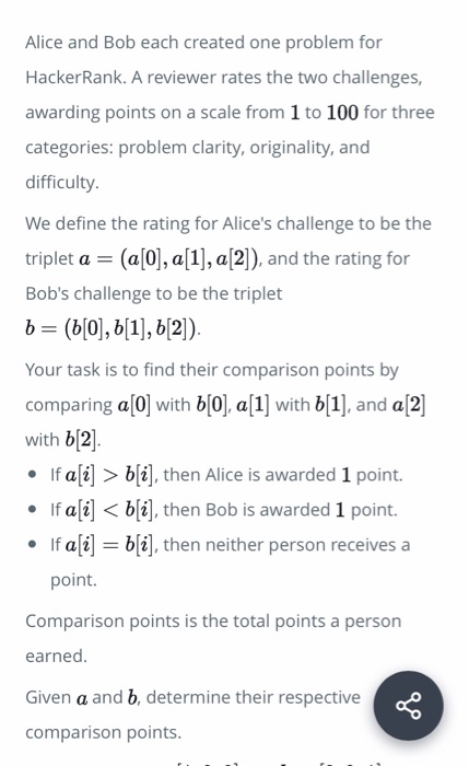 Solved Alice and Bob each created one problem for Hacker | Chegg.com