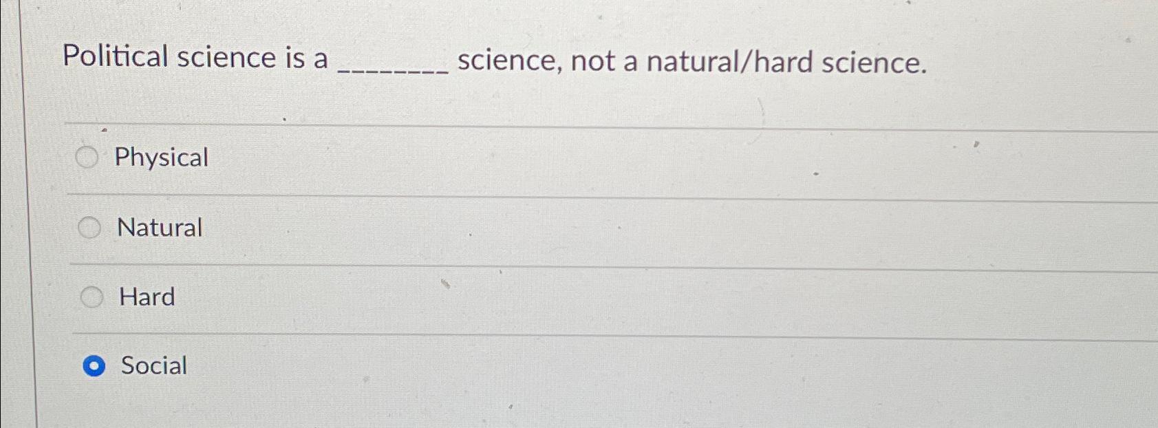 Solved Political science is a science, not a natural/hard | Chegg.com