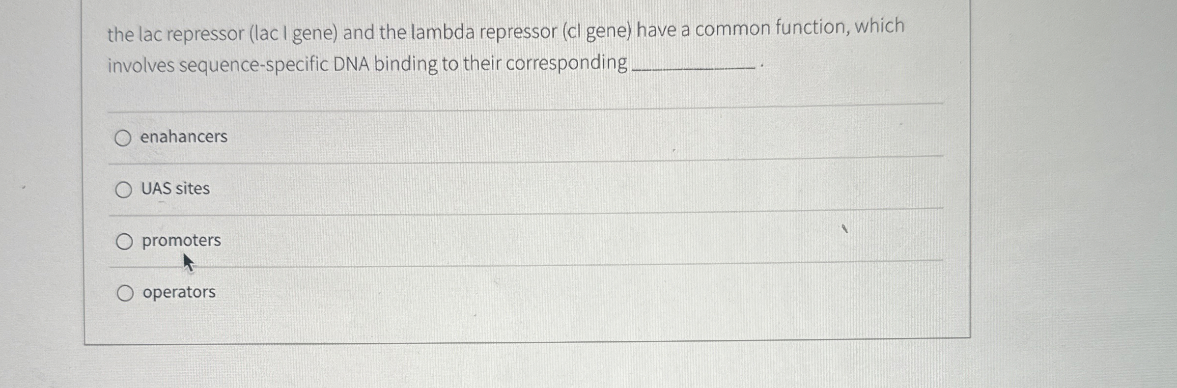 Solved the lac repressor (lac I gene) ﻿and the lambda | Chegg.com