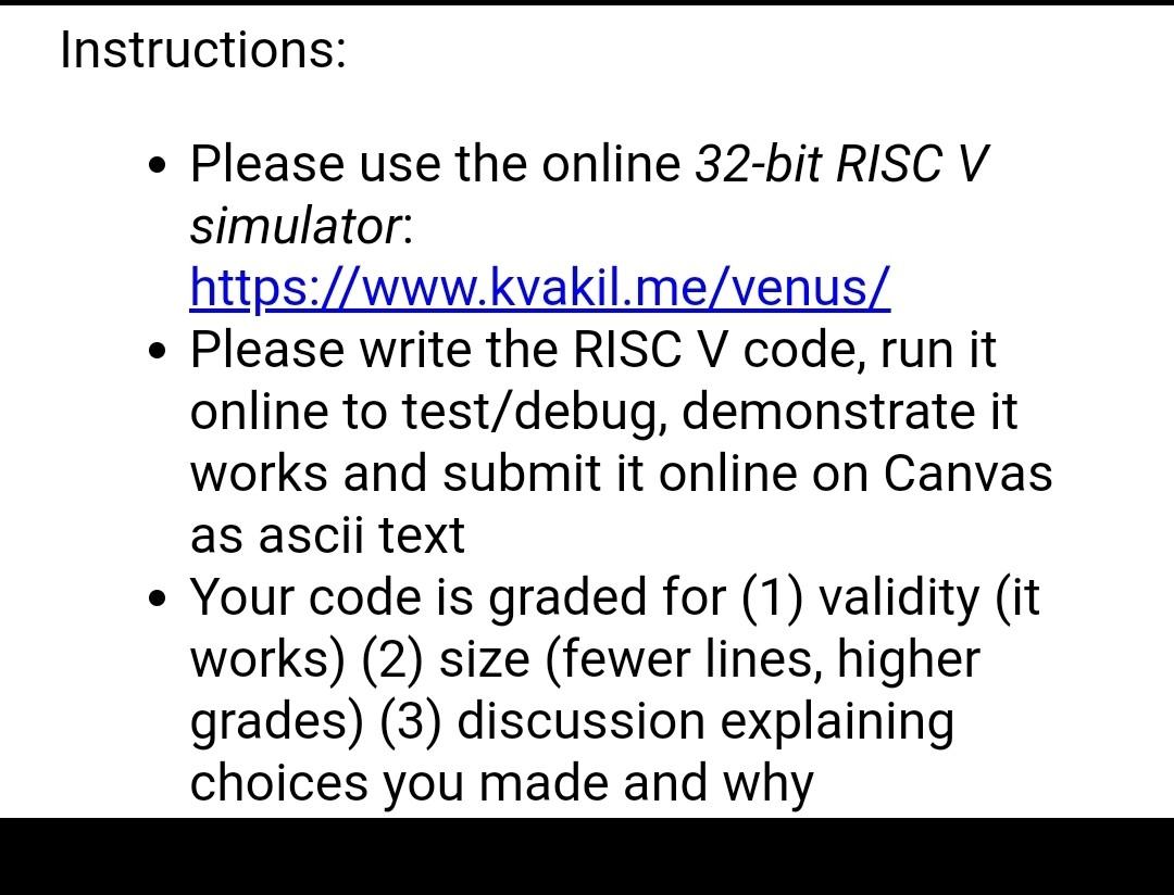 Write a RISC V program using instructions in the | Chegg.com