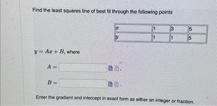 Solved Find the least squares line of best fit through the | Chegg.com