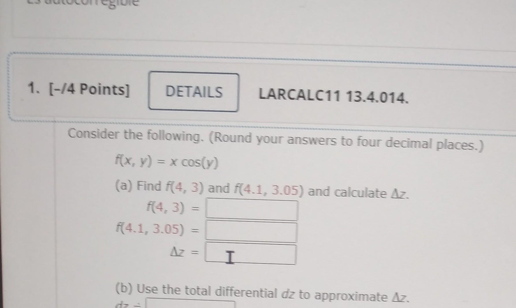 Solved Consider the following. (Round your answers to four | Chegg.com