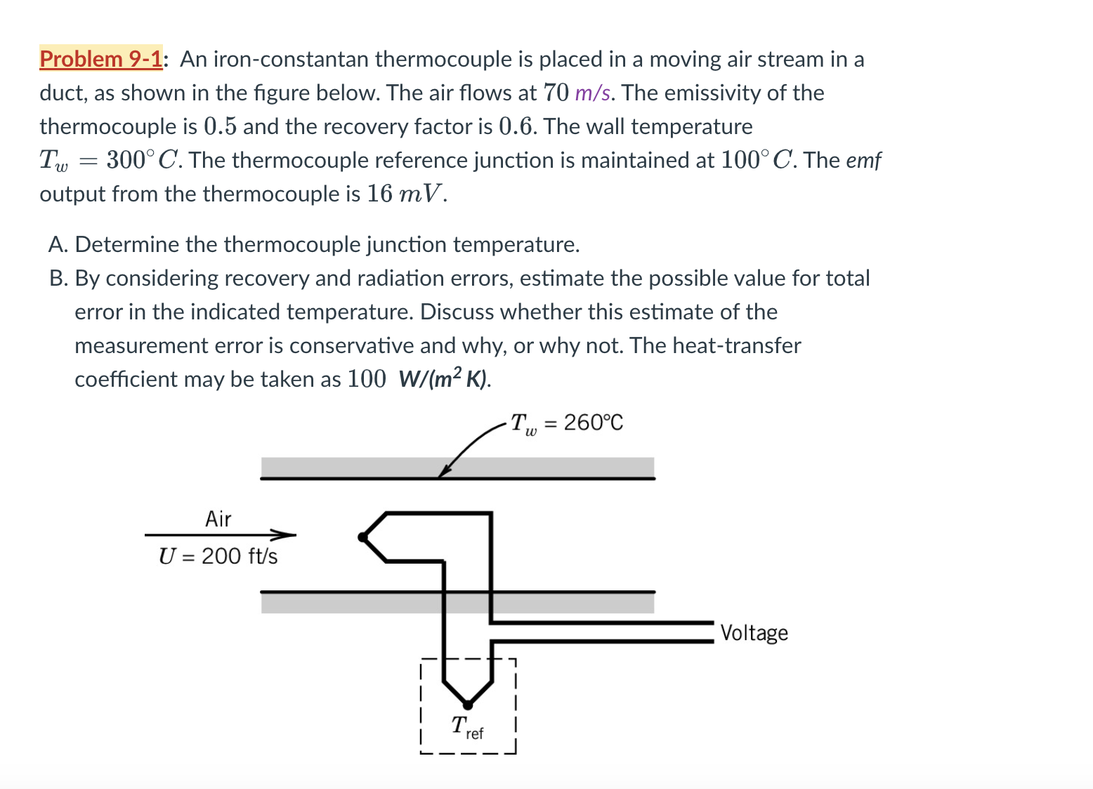 Solved Problem 9-1: An iron-constantan thermocouple is | Chegg.com
