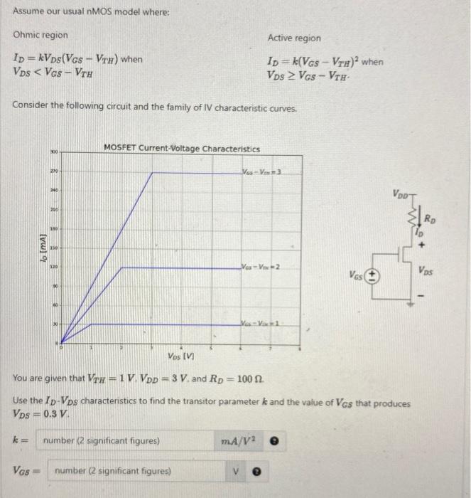 Solved Assume our usual nMOS model where: Ohmic region | Chegg.com