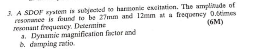 Solved A SDOF system is subjected to harmonic excitation. | Chegg.com