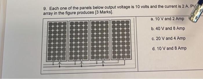 Solved 9. Each one of the panels below output voltage is 10 | Chegg.com