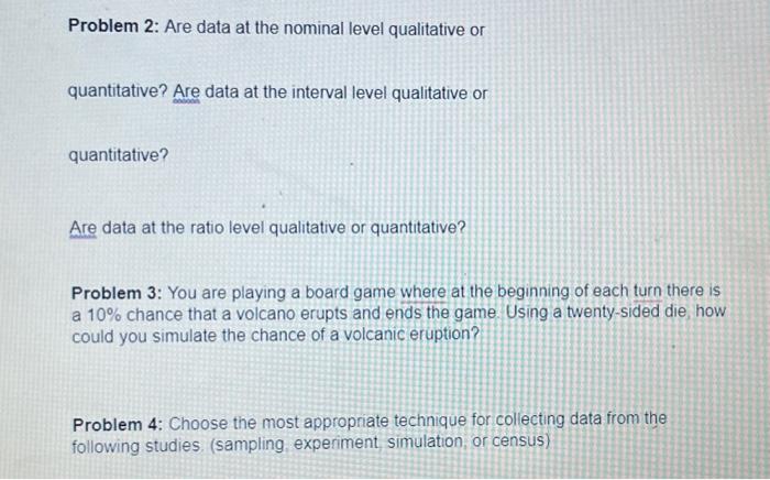 Solved Problem 6: Consider the data below and make a | Chegg.com