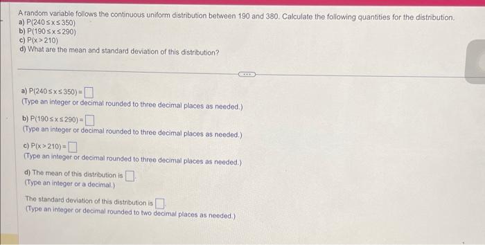 Solved A random variable follows the continuous uniform | Chegg.com
