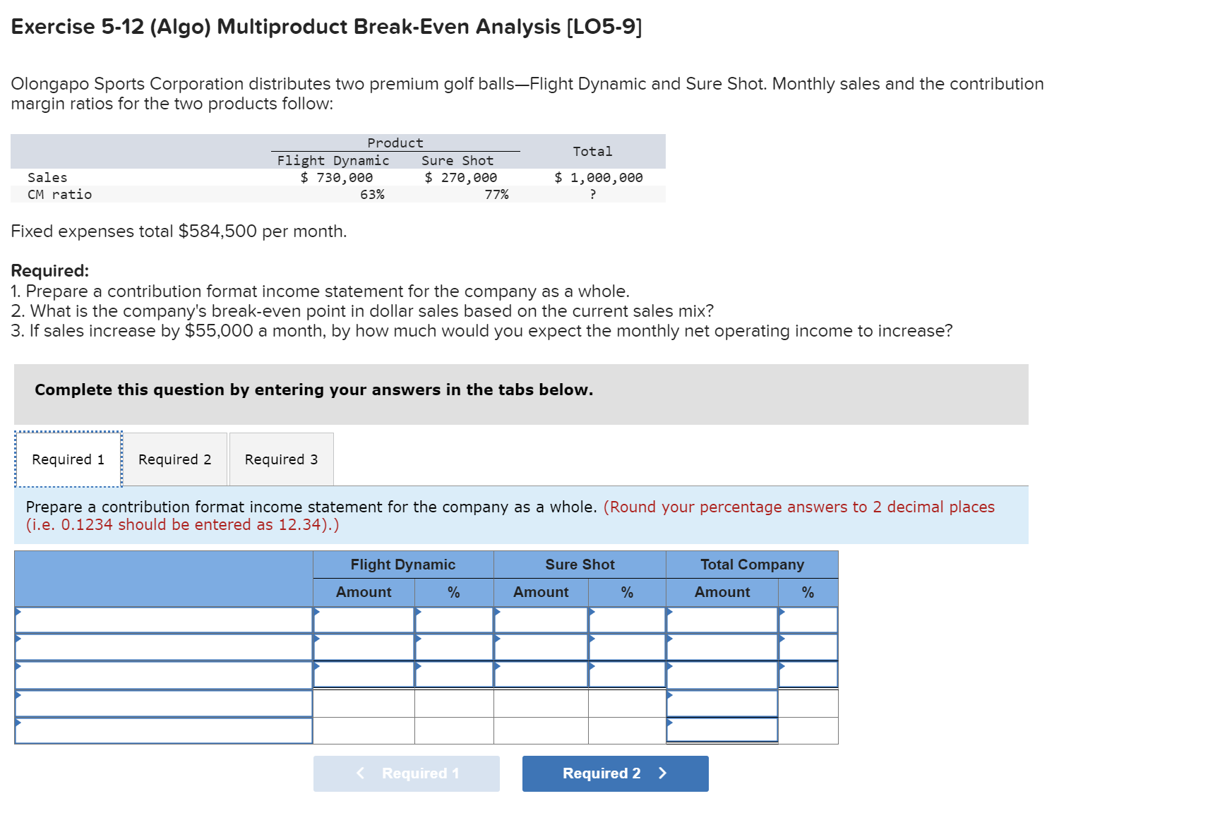 Solved Exercise 5-12 (Algo) ﻿Multiproduct Break-Even | Chegg.com