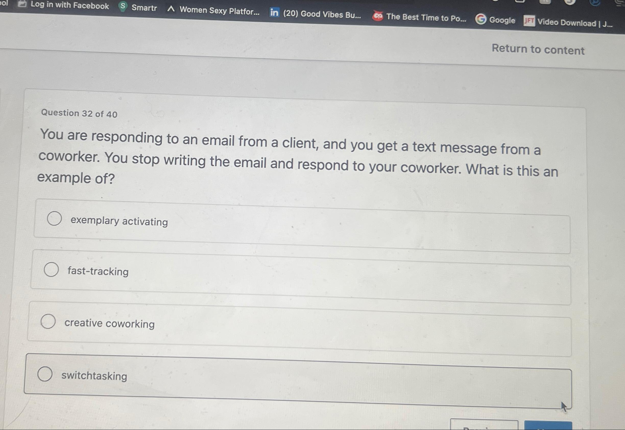 Solved Question 32 ﻿of 40You are responding to an email from | Chegg.com