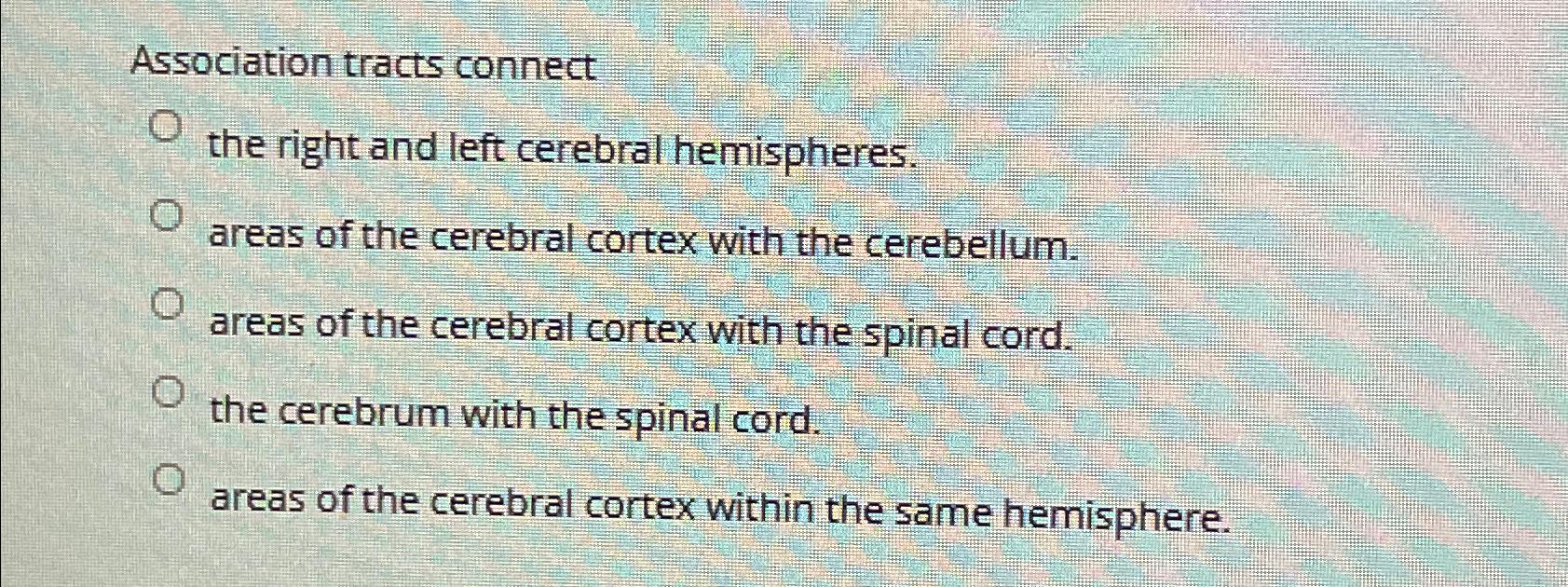 Solved Association tracts connectthe right and left cerebral | Chegg.com