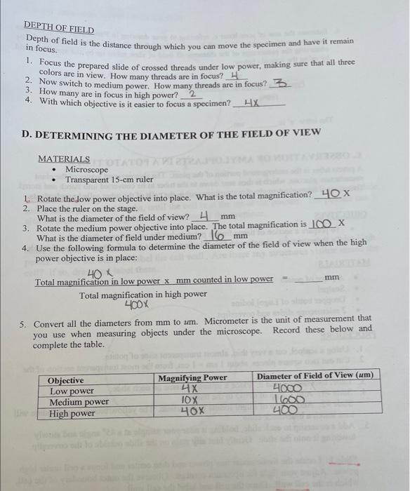 Solved DEPTH OF FIELD Depth of field is the distance through | Chegg.com