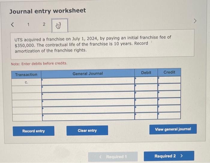 Solved Journal entry worksheet On January 1, 2024, UTS | Chegg.com