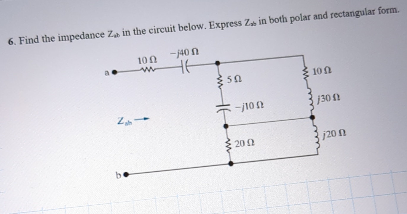 Solved Find the impedance Z2b ﻿in the circuit below. Express | Chegg.com