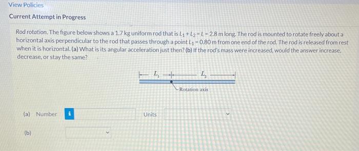 Solved Rod rotation. The figure below shows a 1.7 kg uniform | Chegg.com