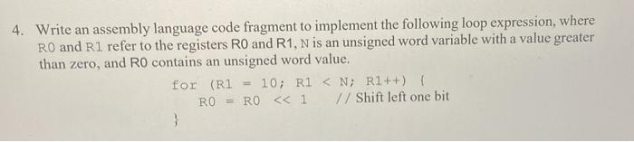 Solved 4. Write an assembly language code fragment to | Chegg.com